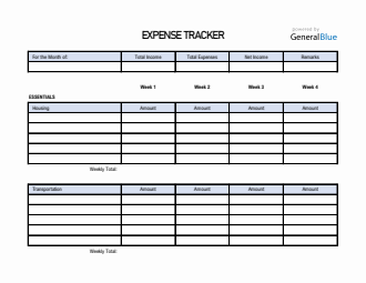 Expense Tracker in Excel (Blue)