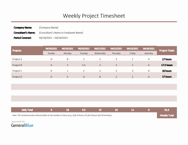 Weekly Timesheet Templates