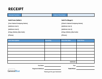Receipt Template in PDF (Simple)