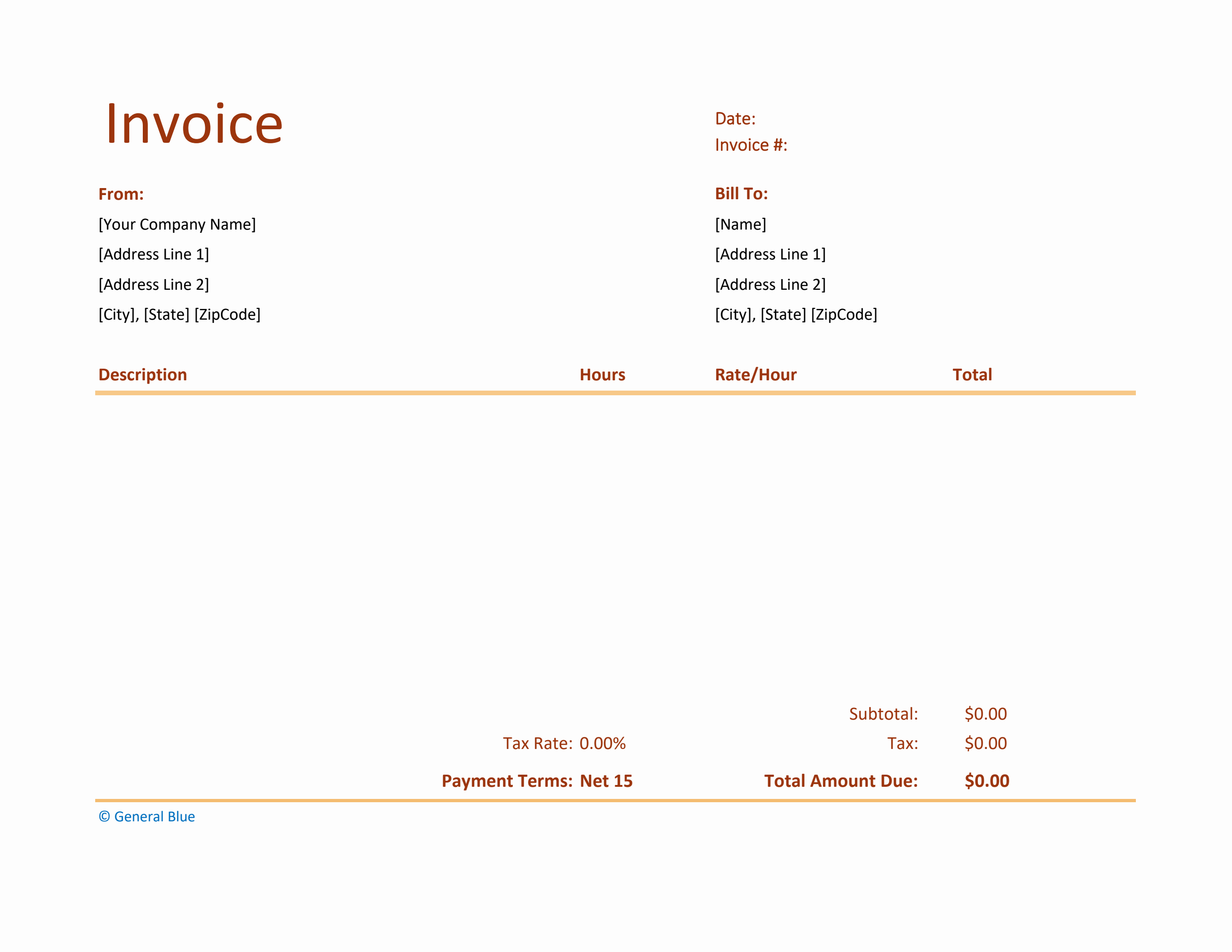Excel Invoice Template For U S Freelancers With Tax Calculation Basic 