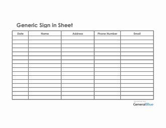 Generic Sign In Sheet in Word