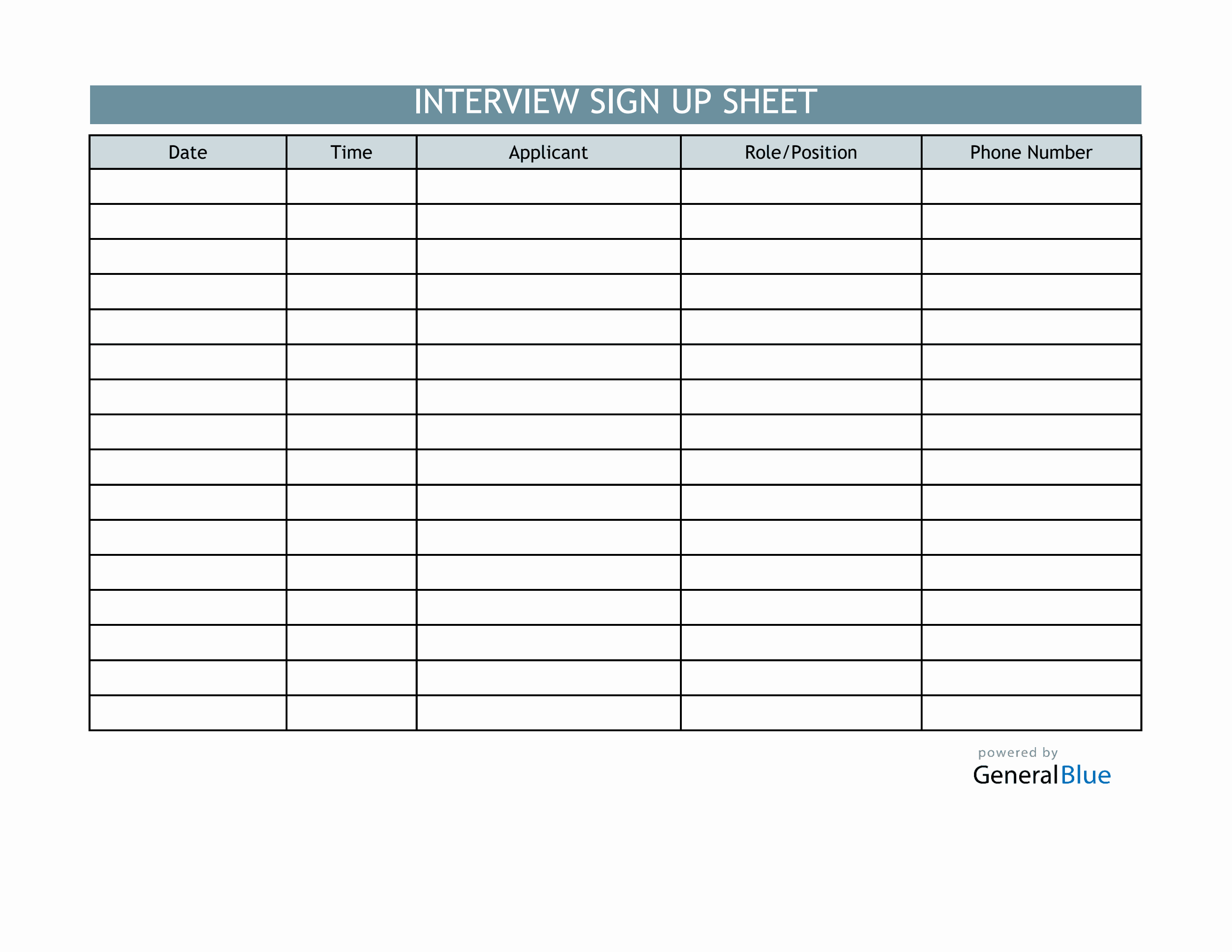 Interview Sign Up Sheet Template in Excel (Colorful)