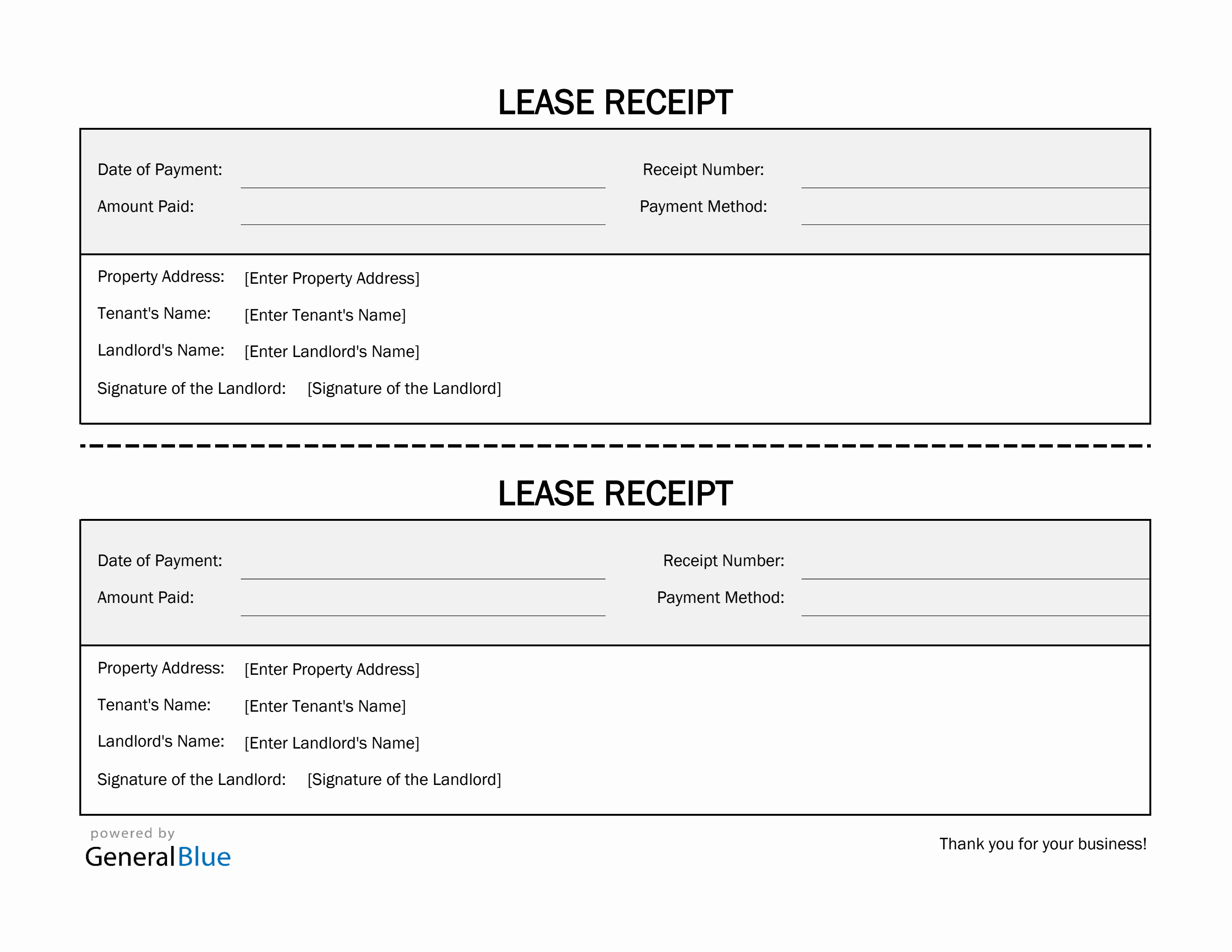 Free Simple Lease Receipt Template in Excel