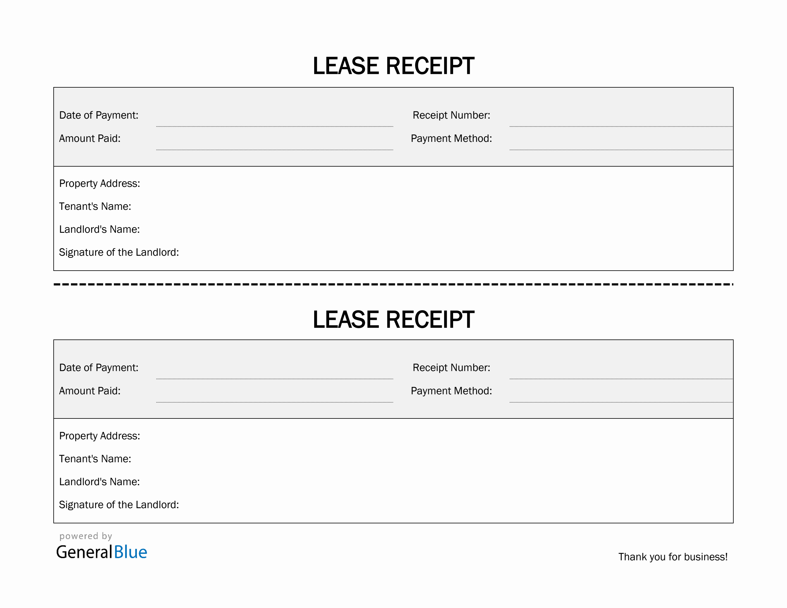Free Simple Lease Receipt Template in Word