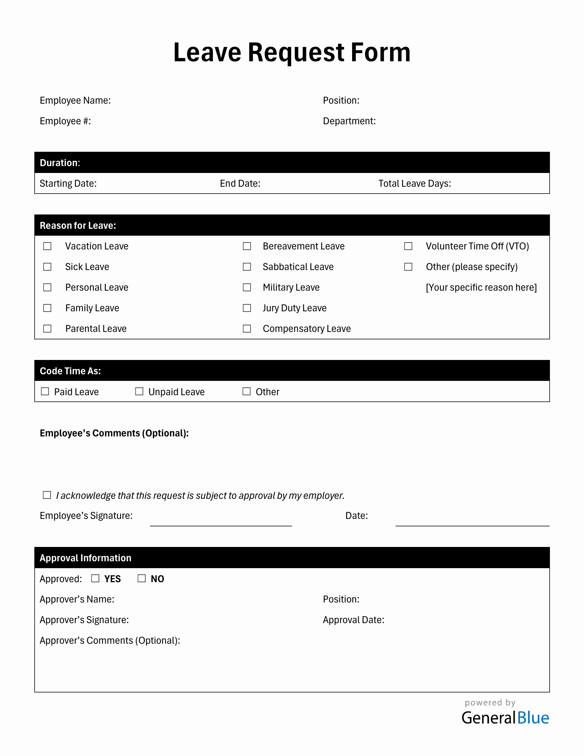 Leave Request Form in Word