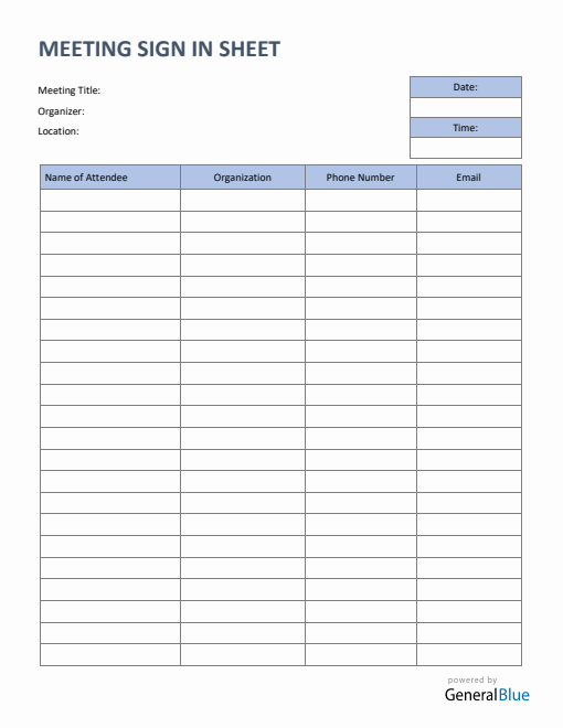 Sign In Sheet Templates