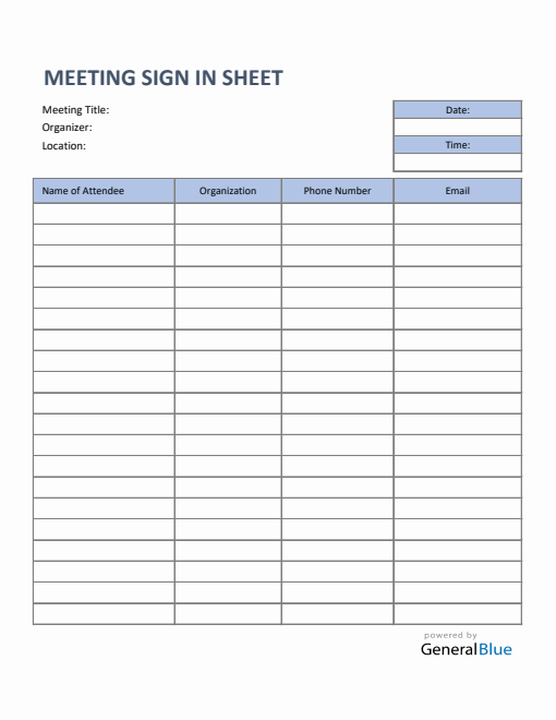 Sign In Sheet Templates