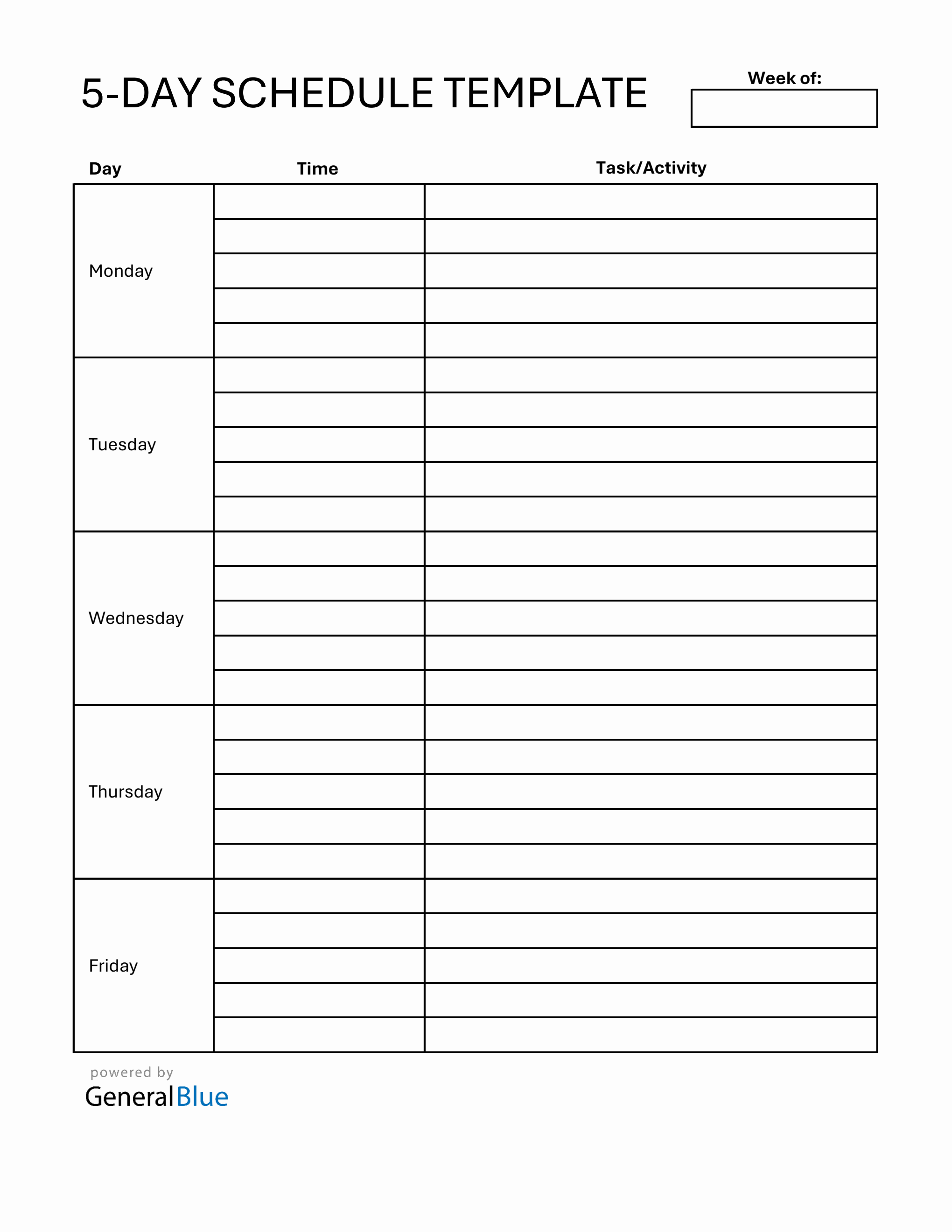 Free Excel Schedule Templates