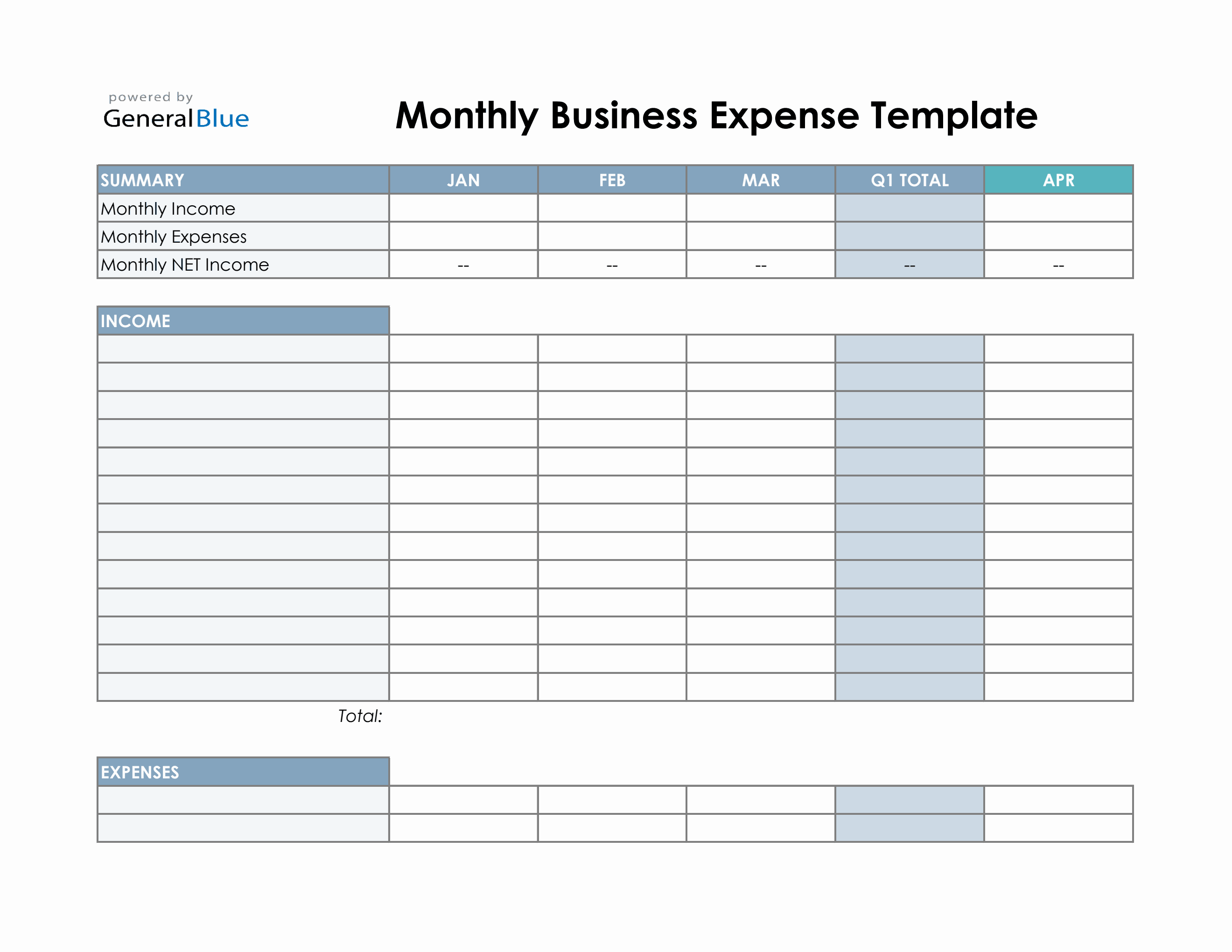 Monthly Business Expense Template In Excel Monthly Business Expense Template In Excel