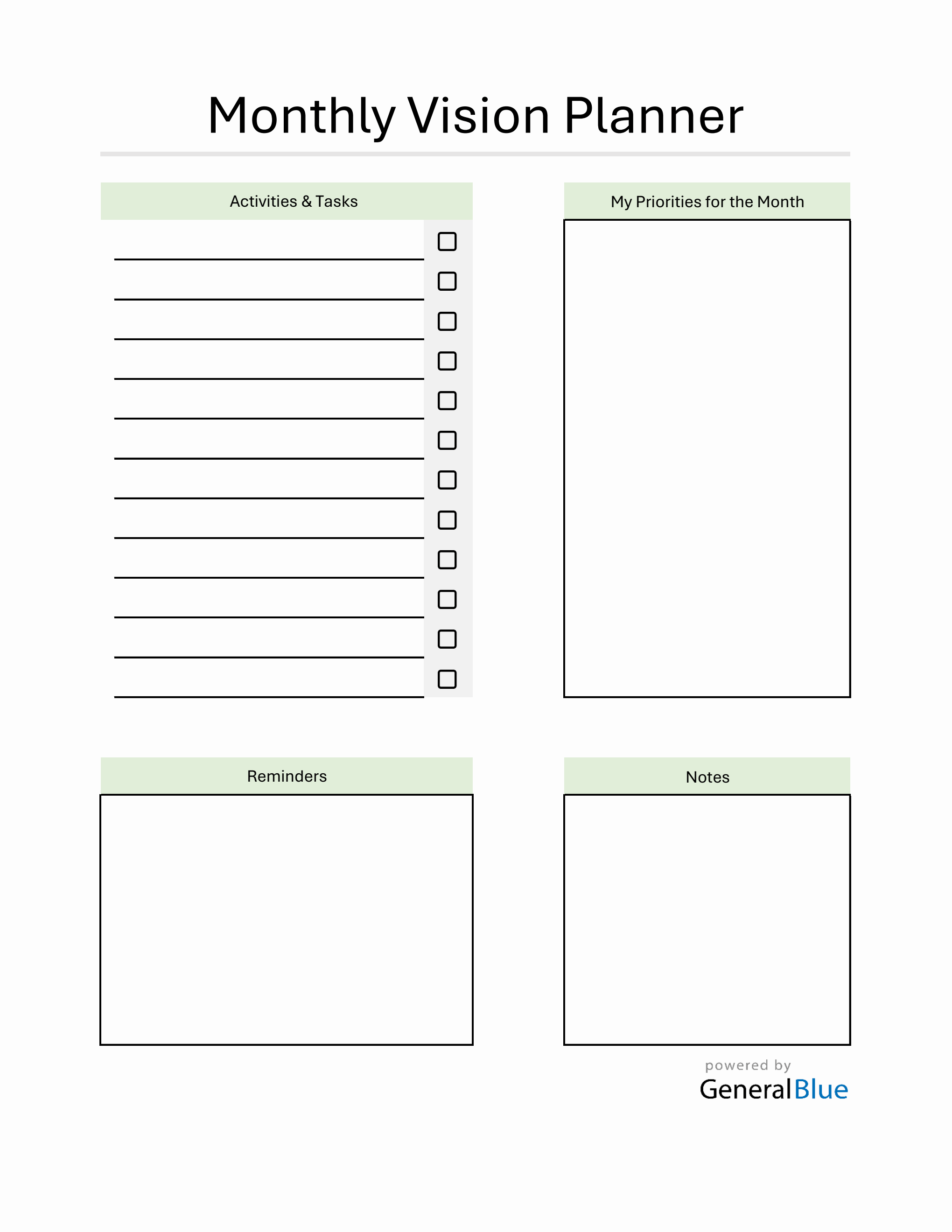 Free Monthly Planner Template Excel (Basic)