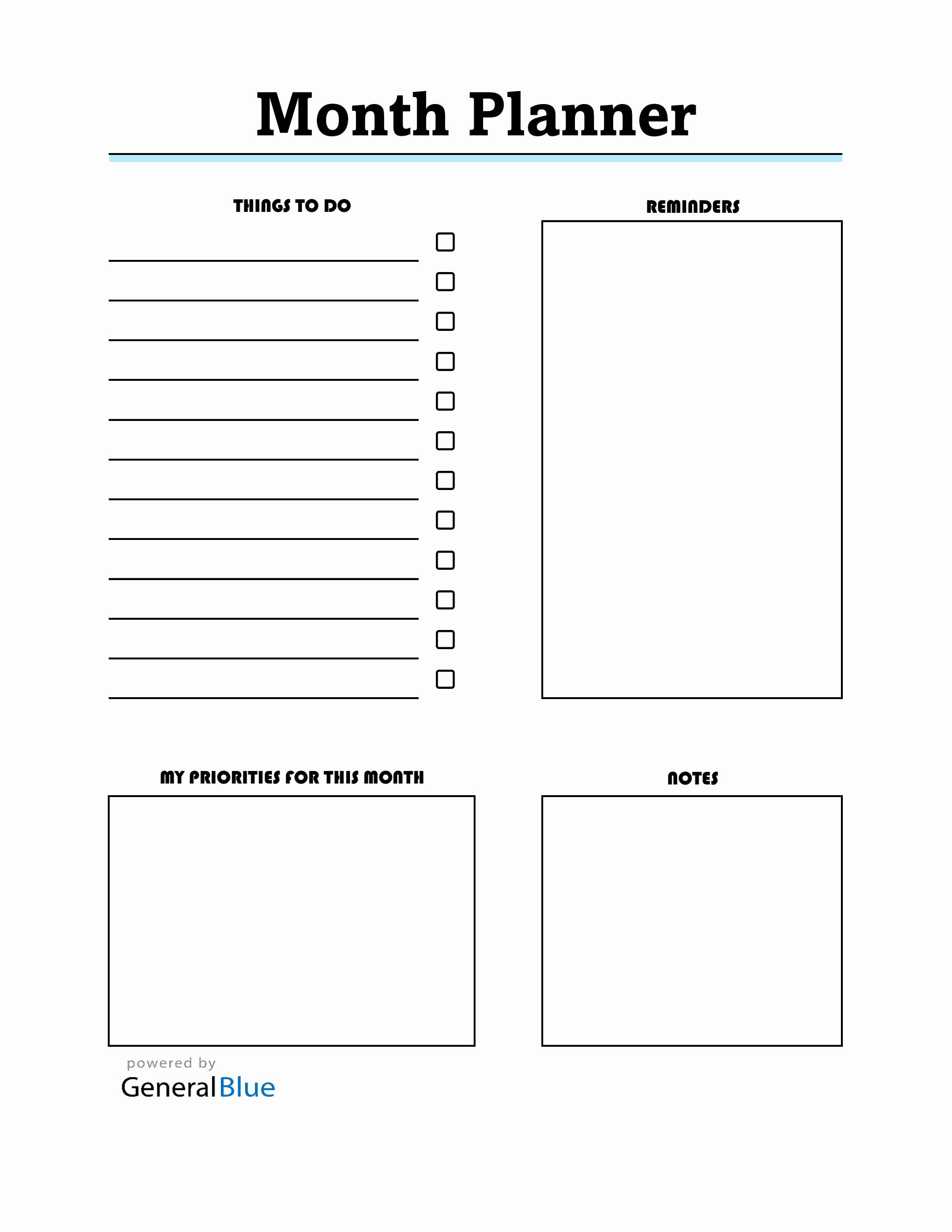Free Monthly Planner Template Excel (Structured)