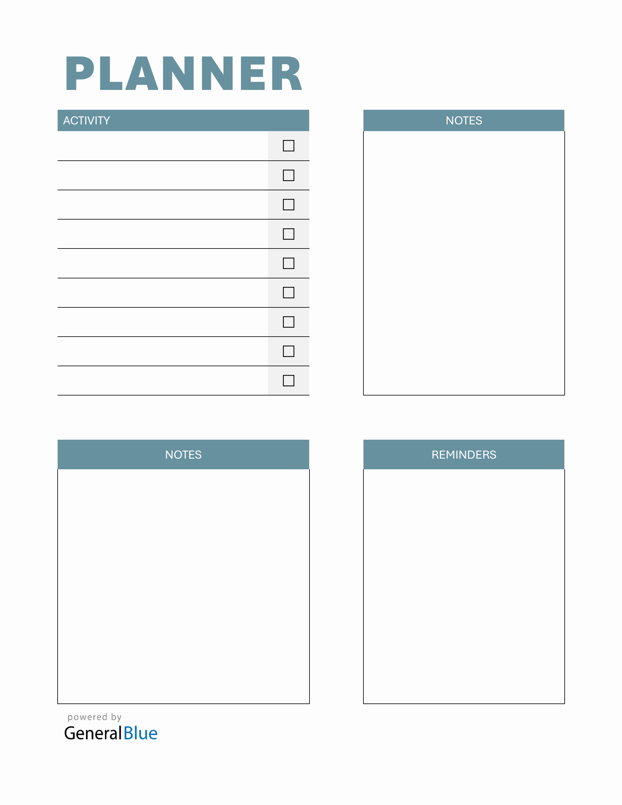 Basic Monthly Planner in Word