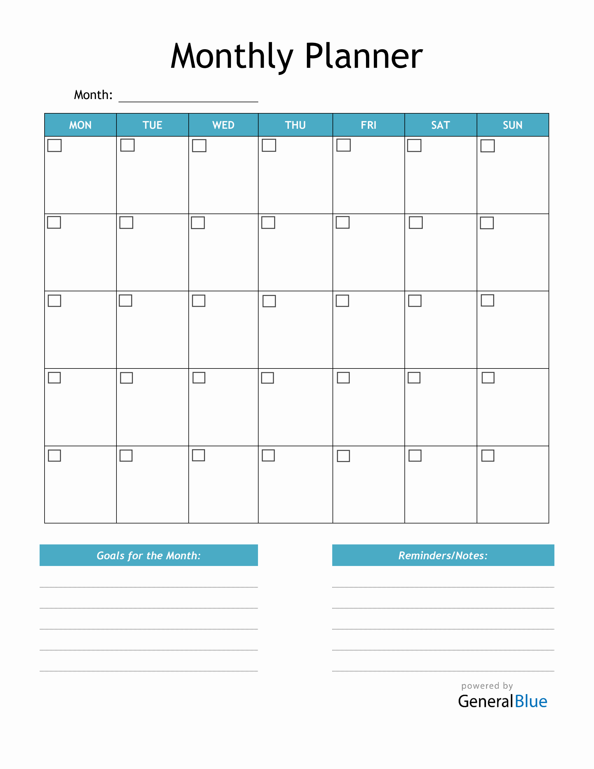 Monthly Planner in PDF