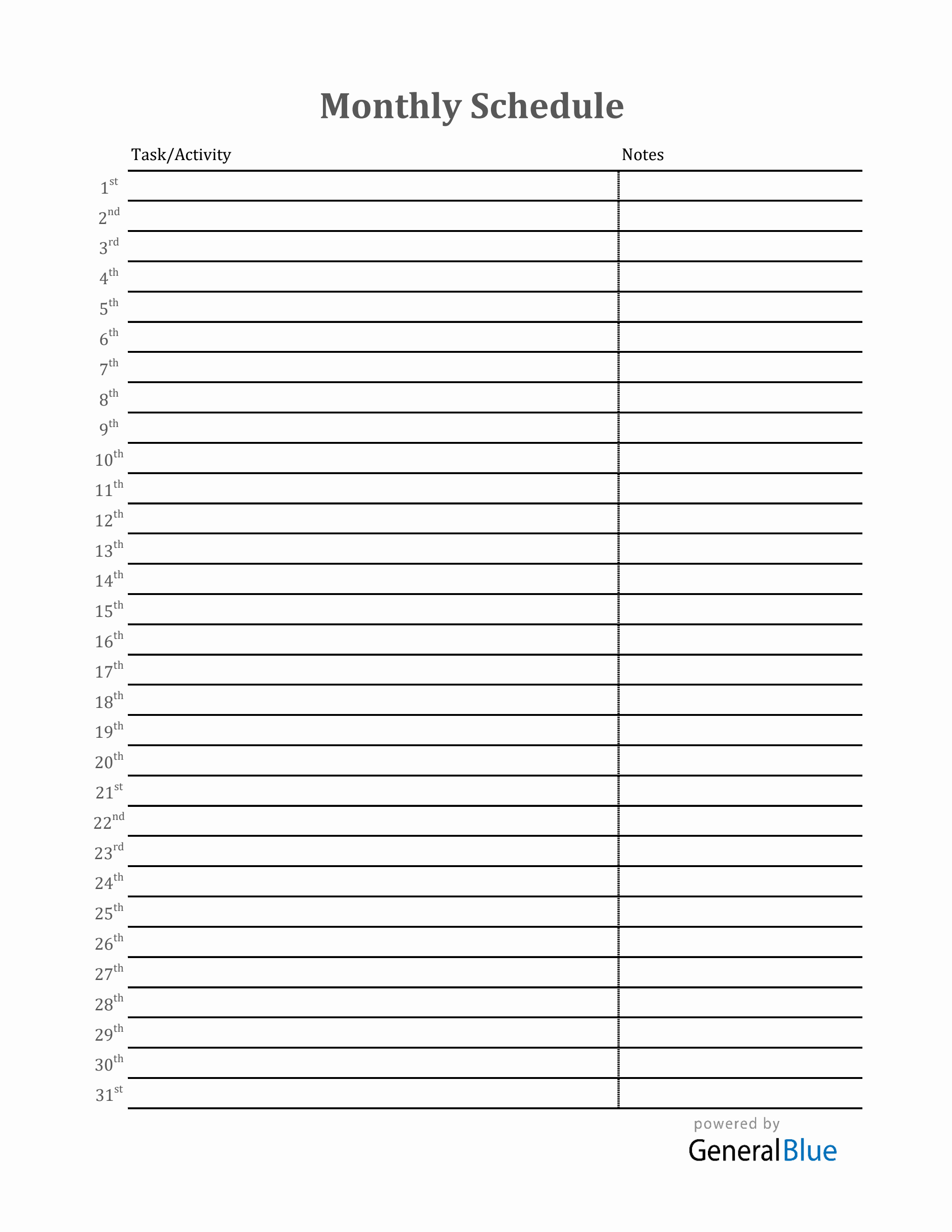 Free Minimalist Monthly Schedule Template in PDF
