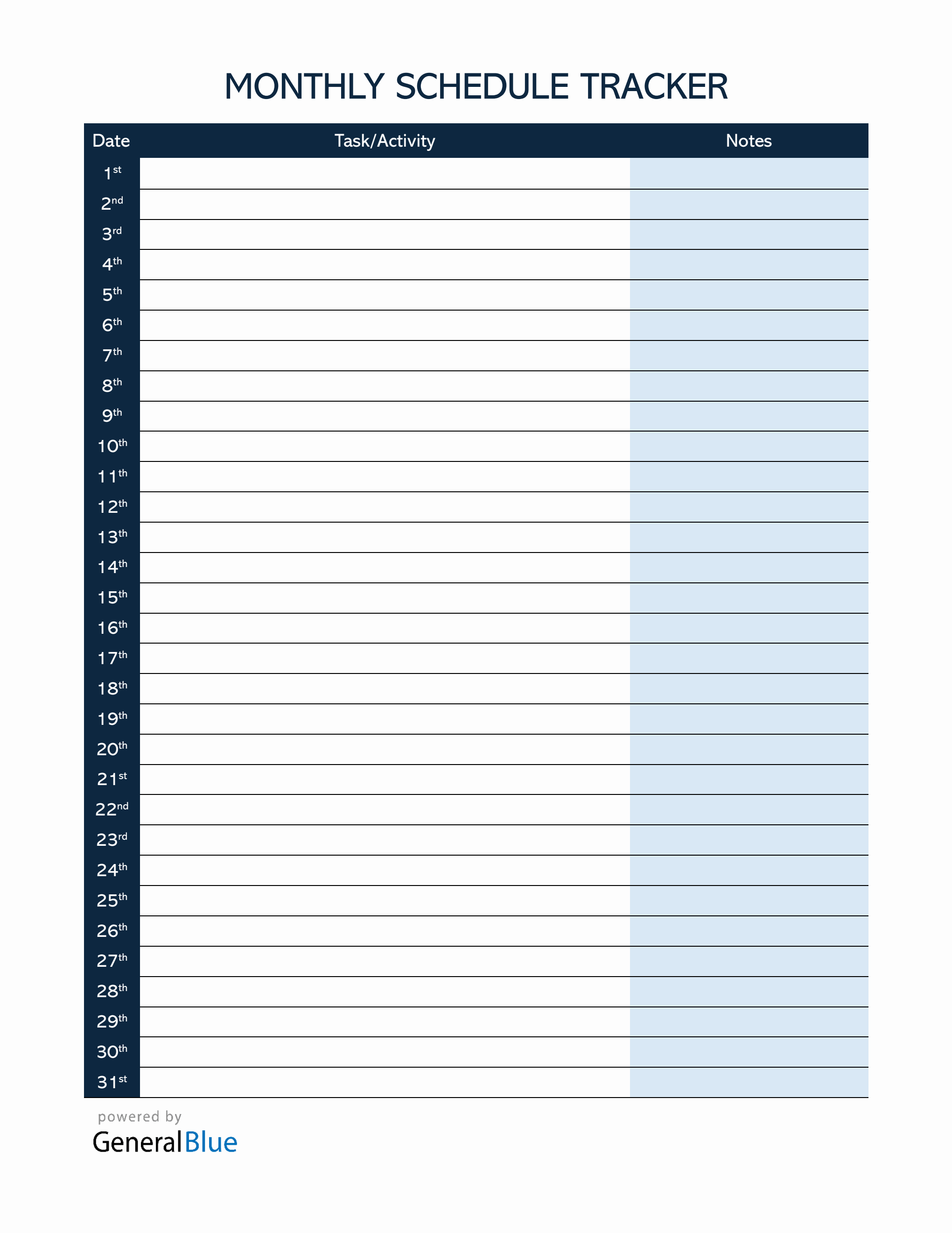 Free Classic Monthly Schedule Template in Word