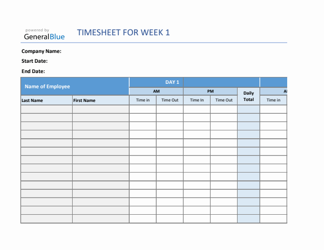 Monthly Timesheet Templates