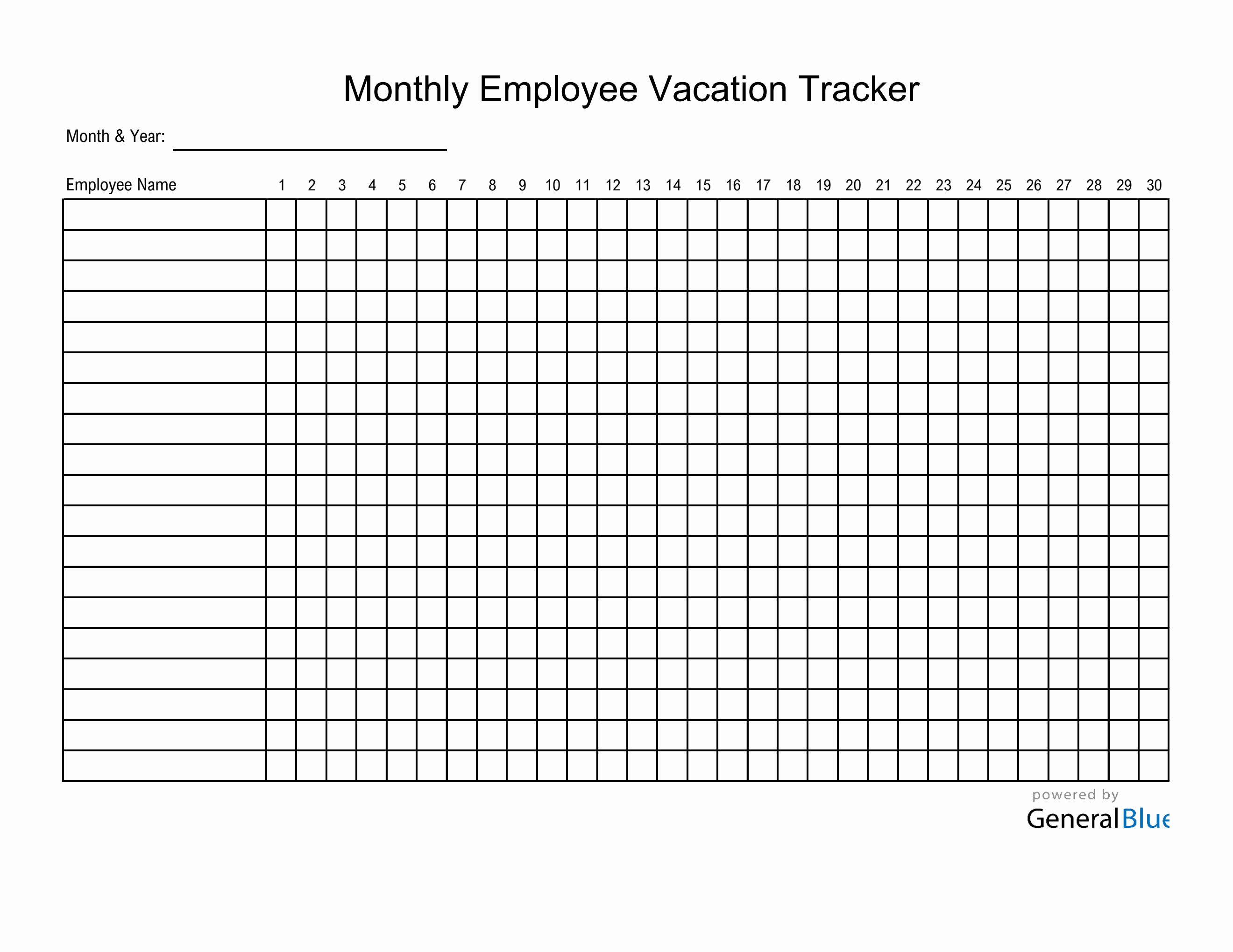 Printable Monthly Vacation Planner Template (Excel)