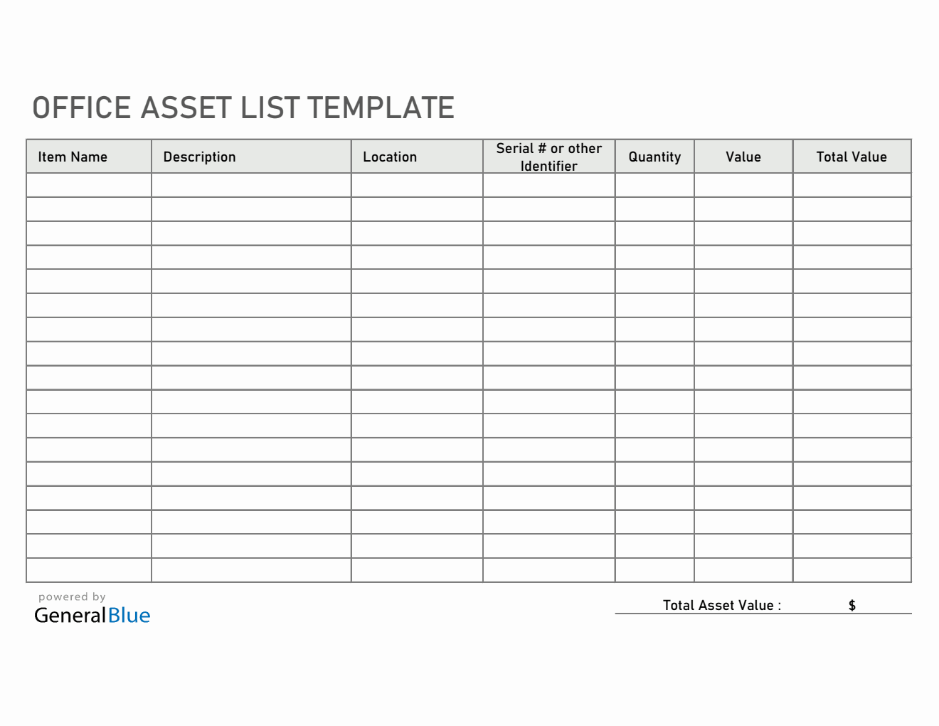 Excel Office Asset List Template Excel Office Asset List Template