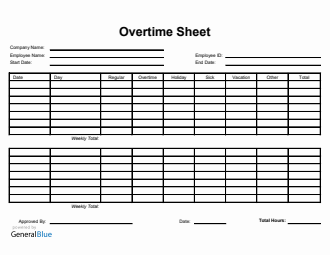 Overtime Sheet in Word (Simple)