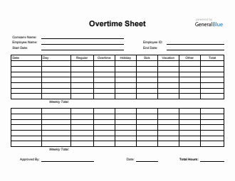 Overtime Sheet in Excel (Simple)
