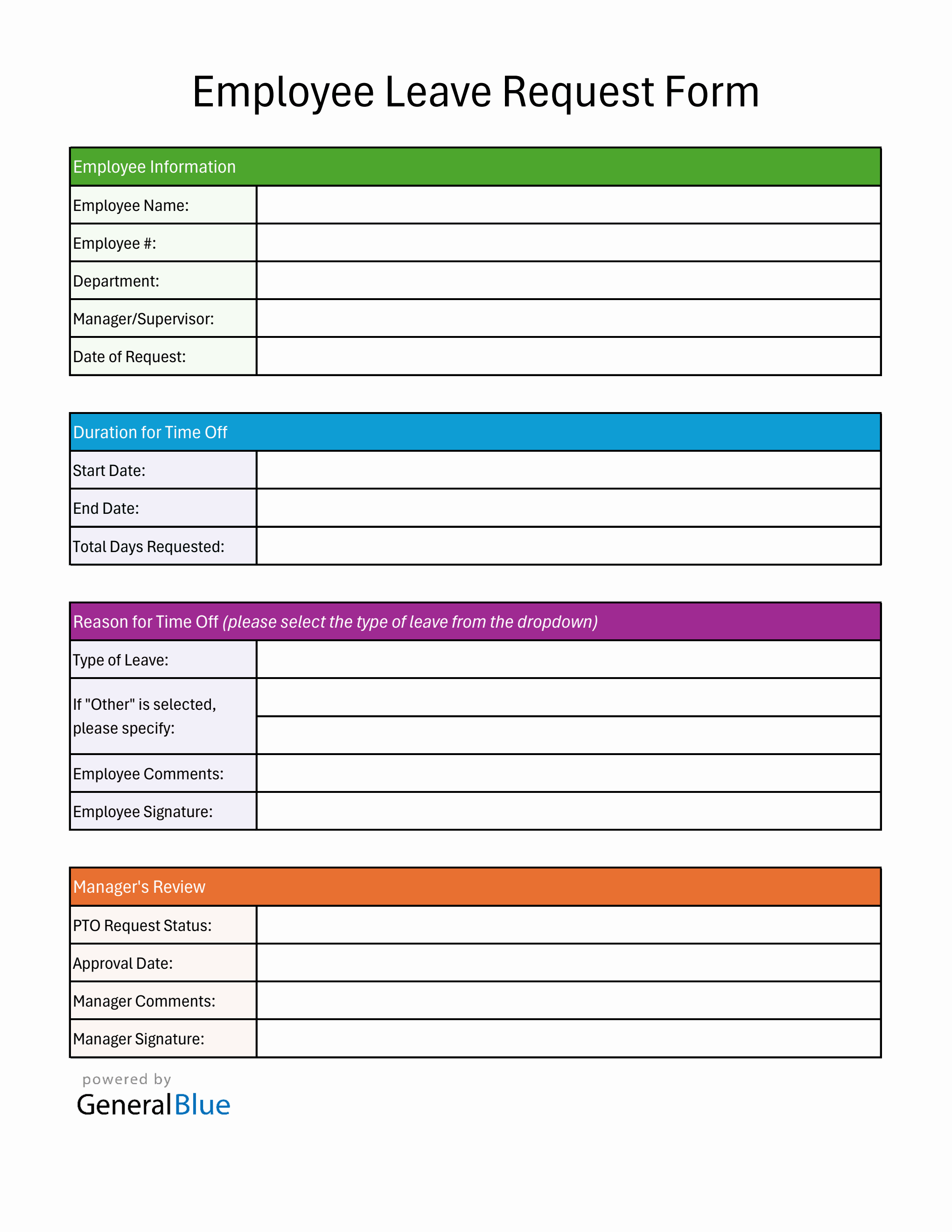 Free Modern Paid Time Off Request Form in Excel