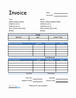 Parts and Labor Invoice in Word (Basic)