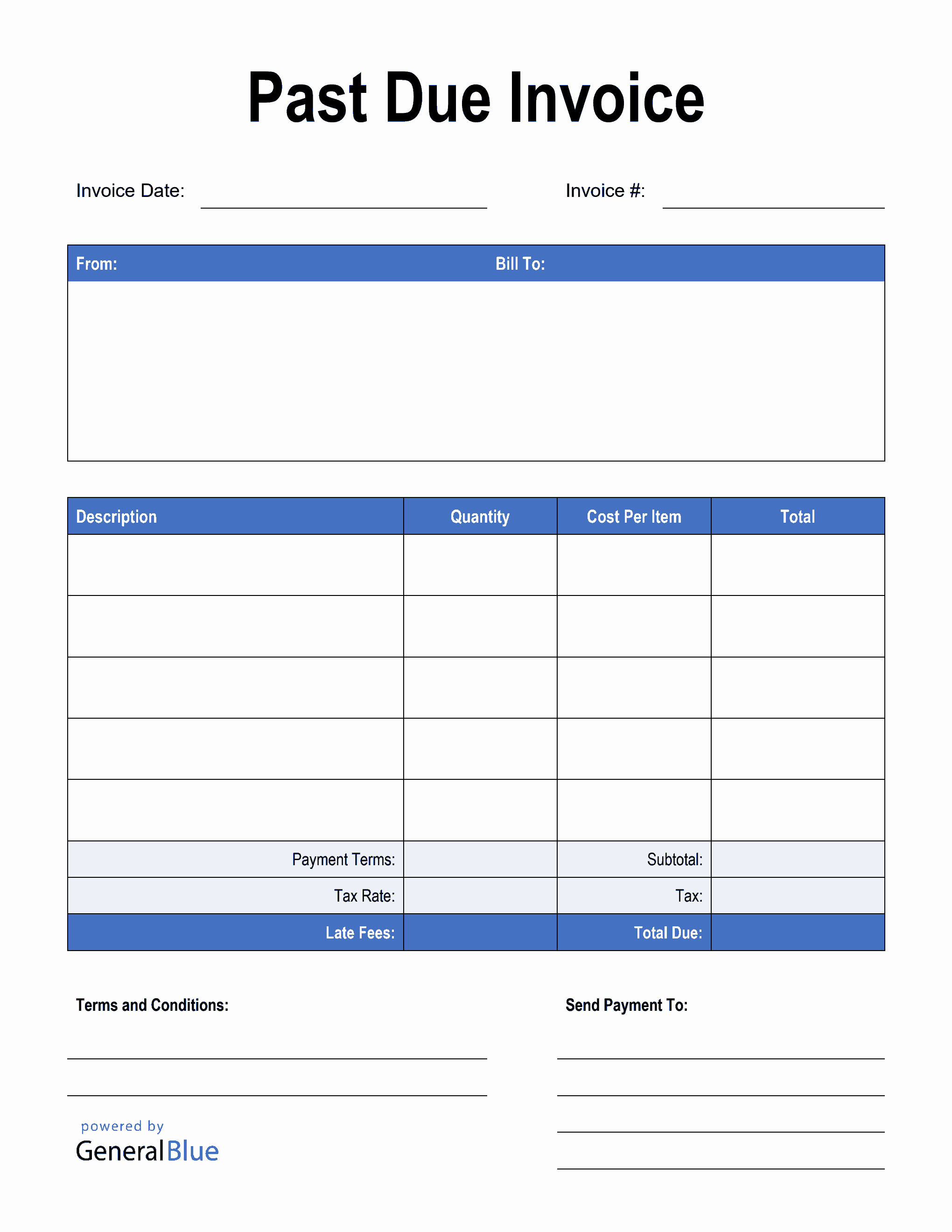 Past Due Invoice in PDF (Simple)