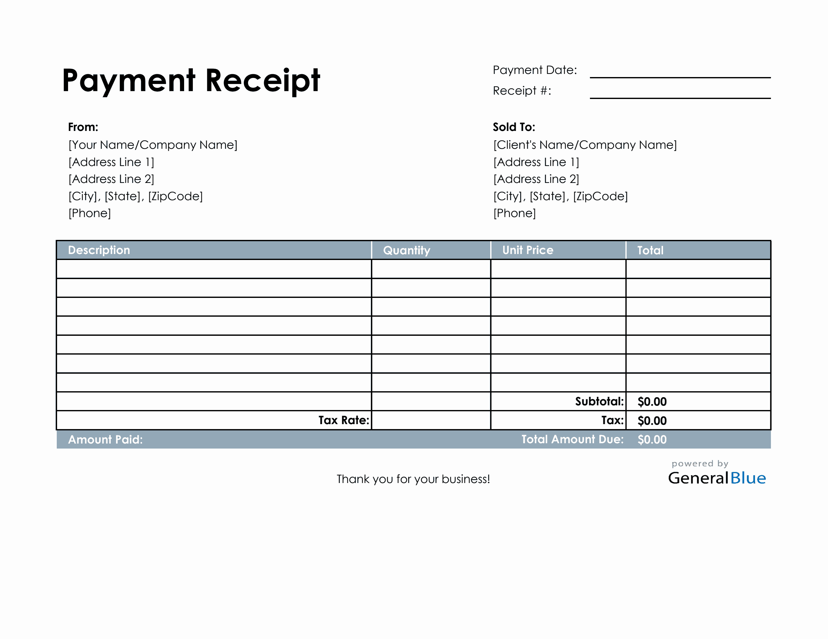 Payment Receipt Template In Excel Basic Payment Receipt Template In Excel Basic