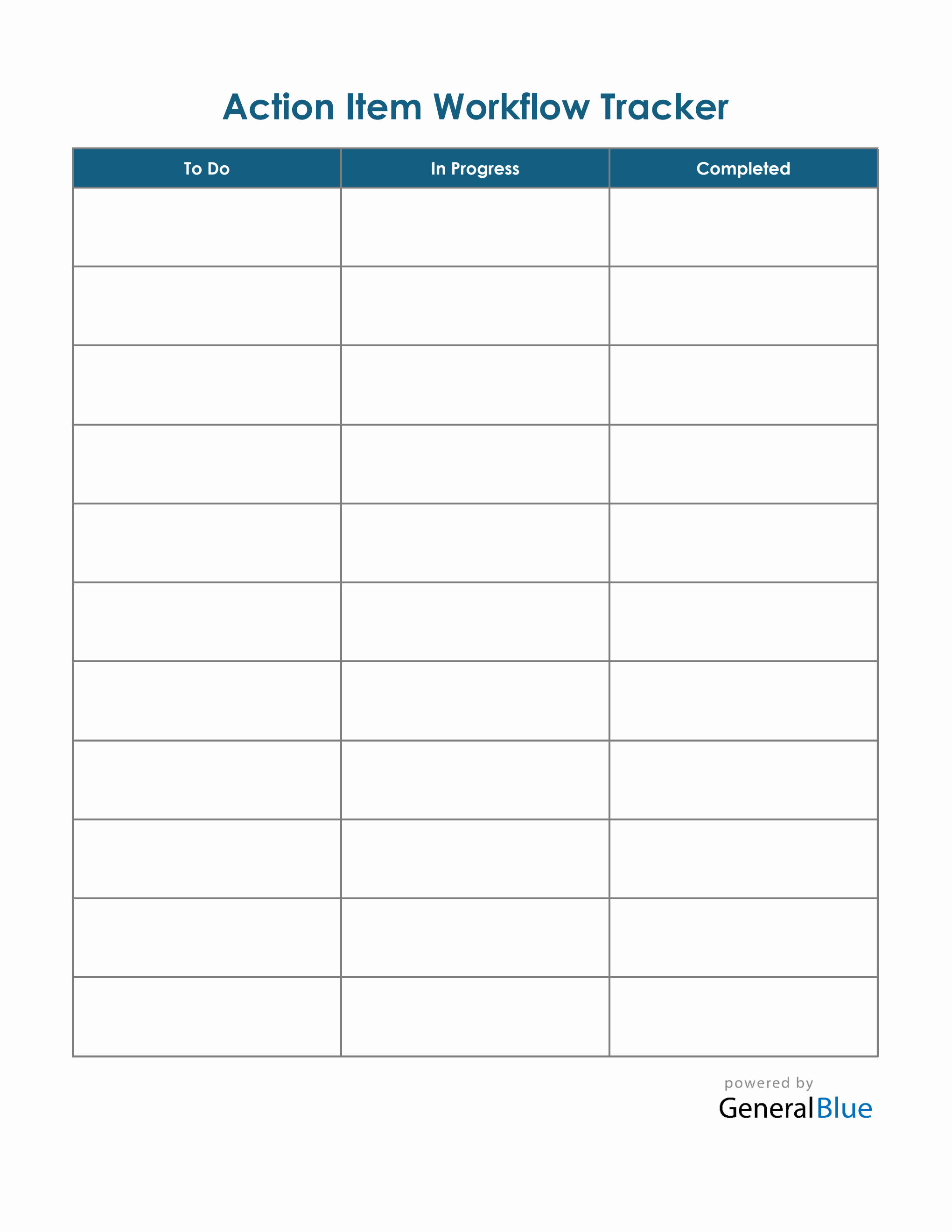 Action Item Workflow Tracker Excel Template (Portrait)