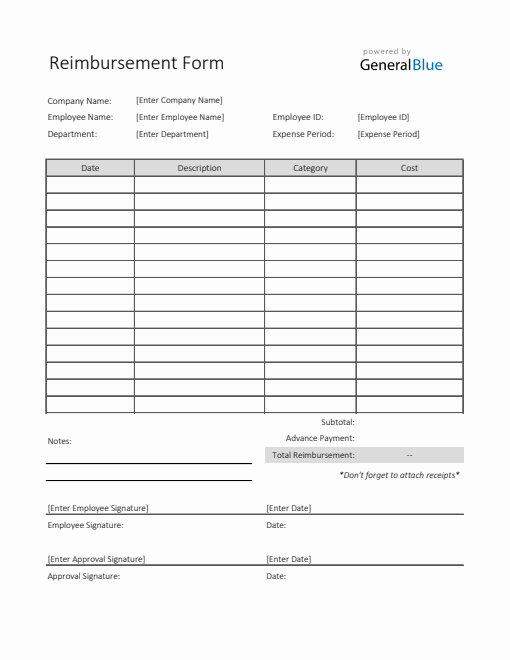 Reimbursement Templates