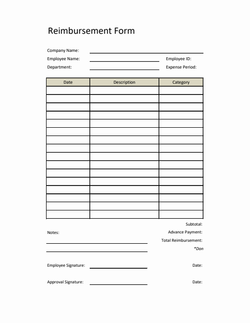 Reimbursement Templates