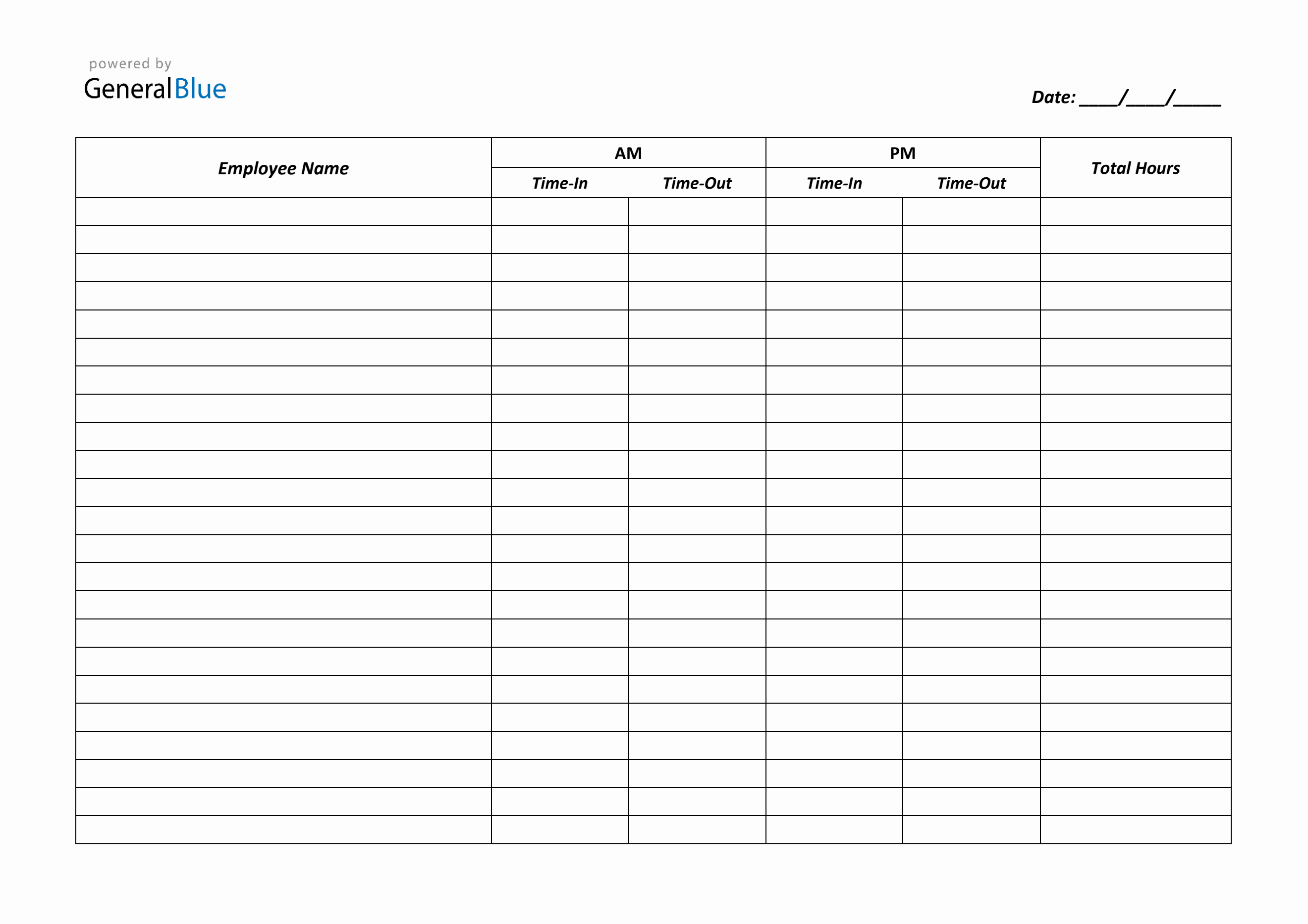 Printable Time in And Time Out Timesheet Word A4 Printable Time in And Time Out Timesheet Word A4
