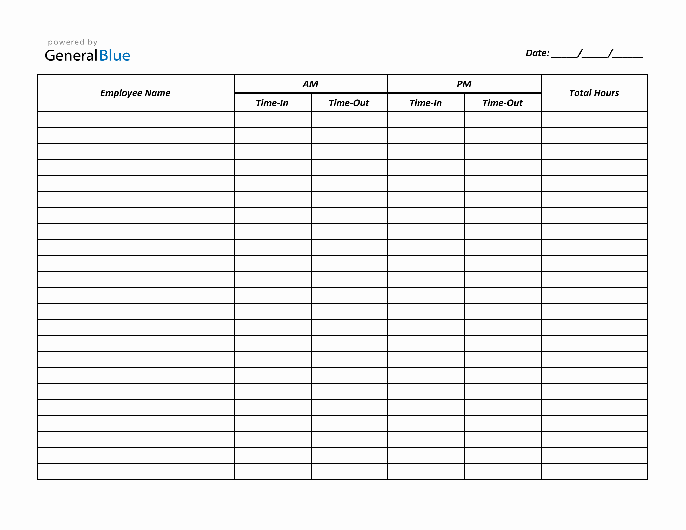 Printable Time-in and Time-Out Timesheet (Excel, Letter)