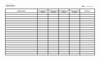 Printable Time-in and Time-Out Timesheet (PDF, A4)