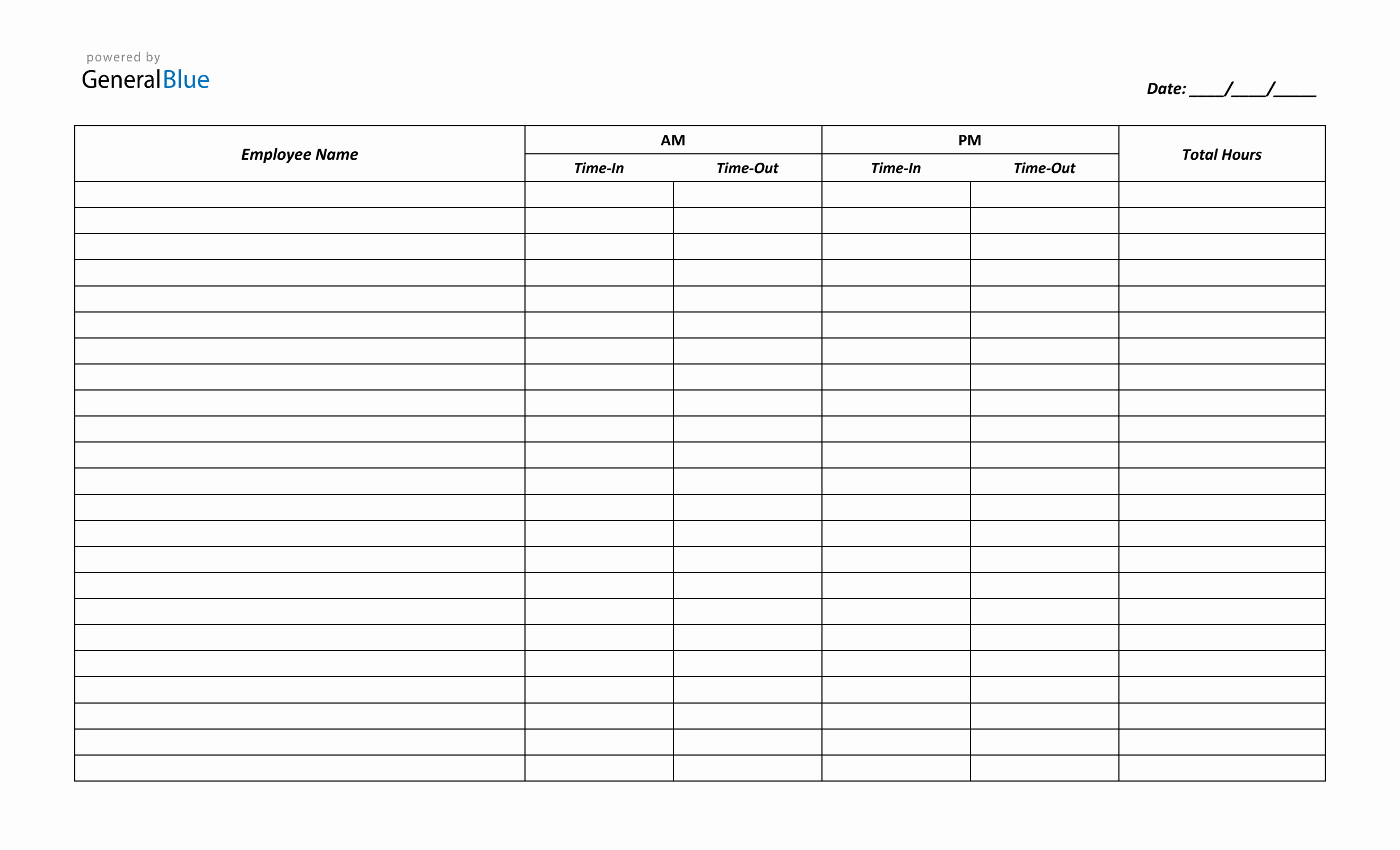 Printable Time-in and Time-Out Timesheet (Word, Legal)