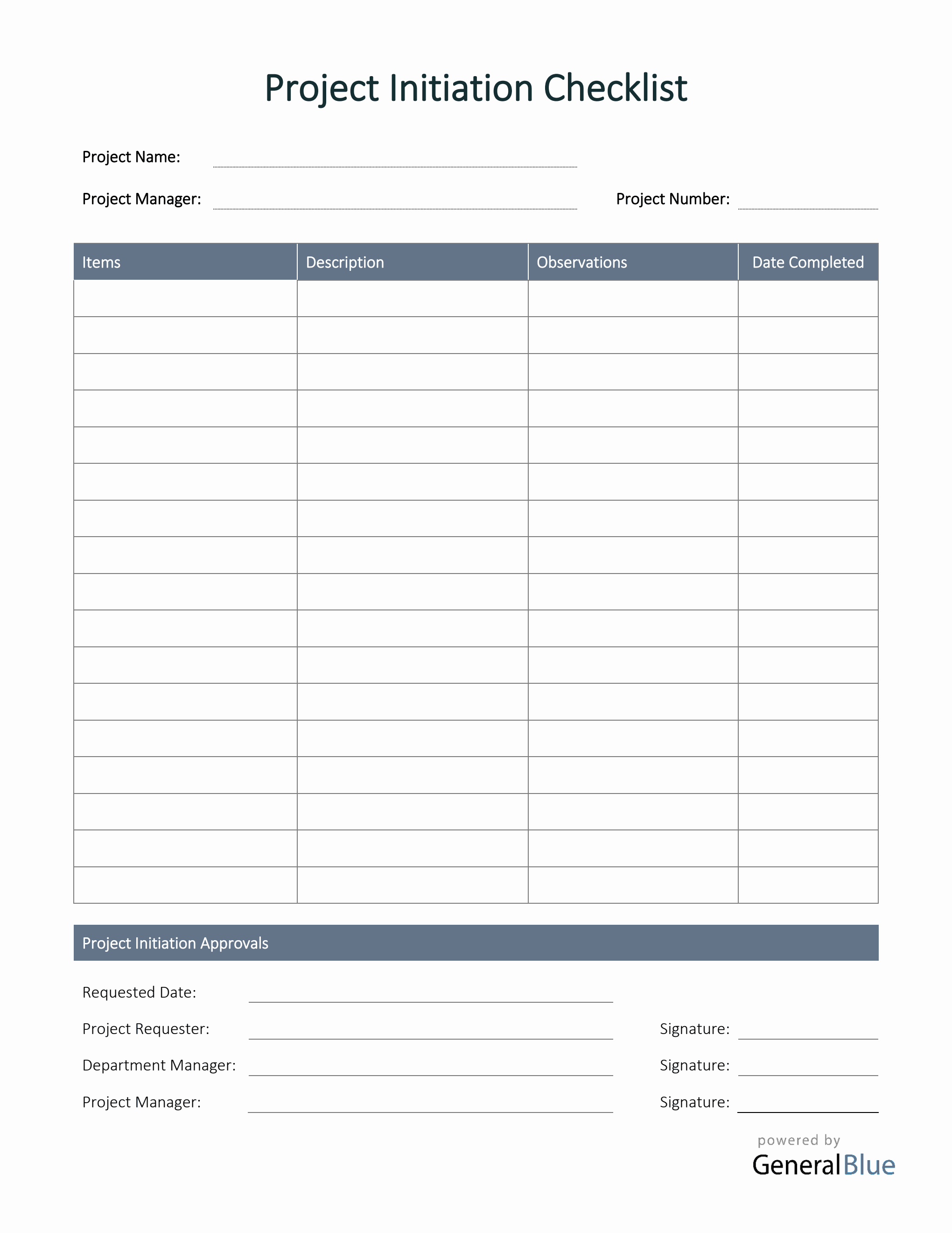Project Initiation Checklist in PDF
