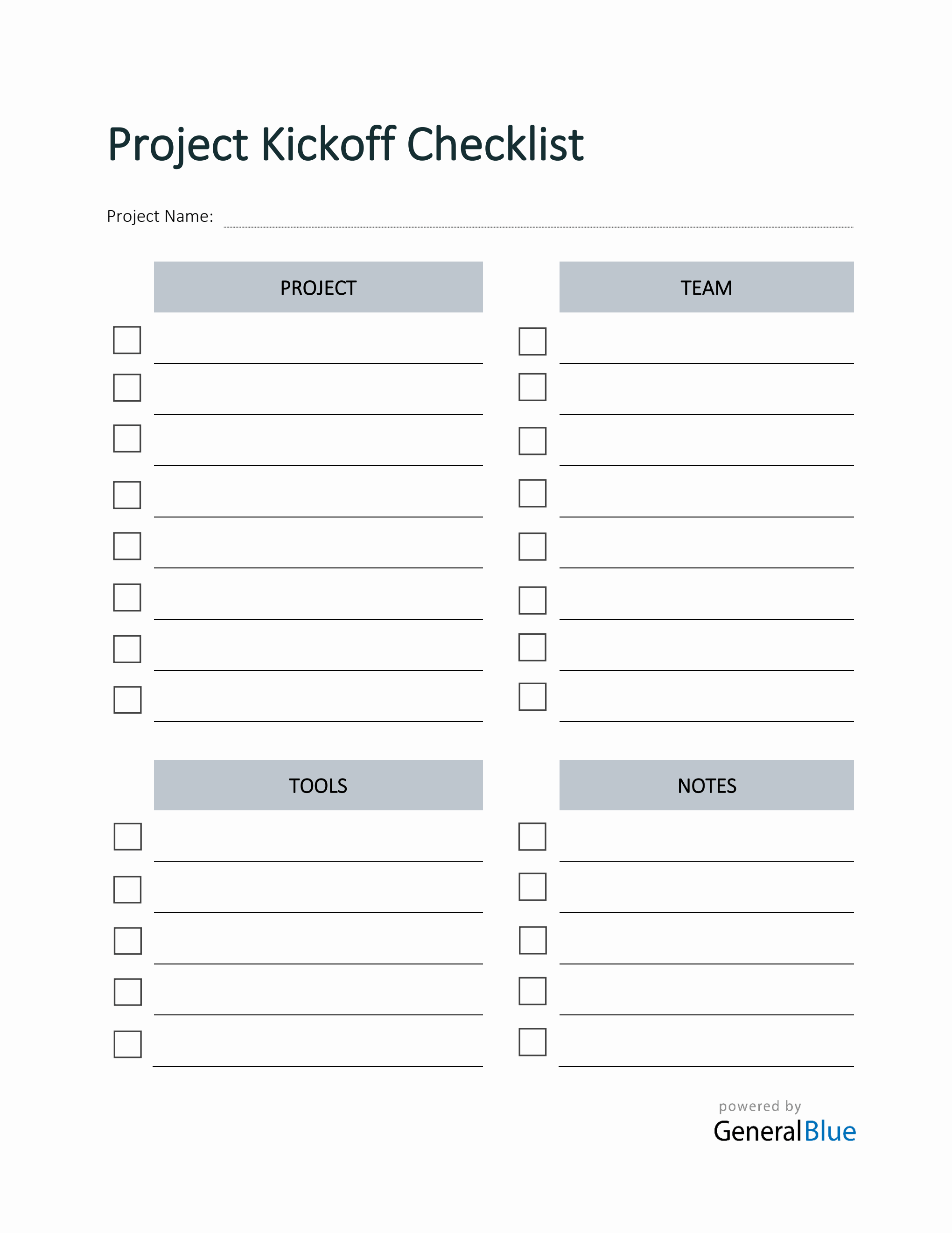 Project Kickoff Checklist in PDF