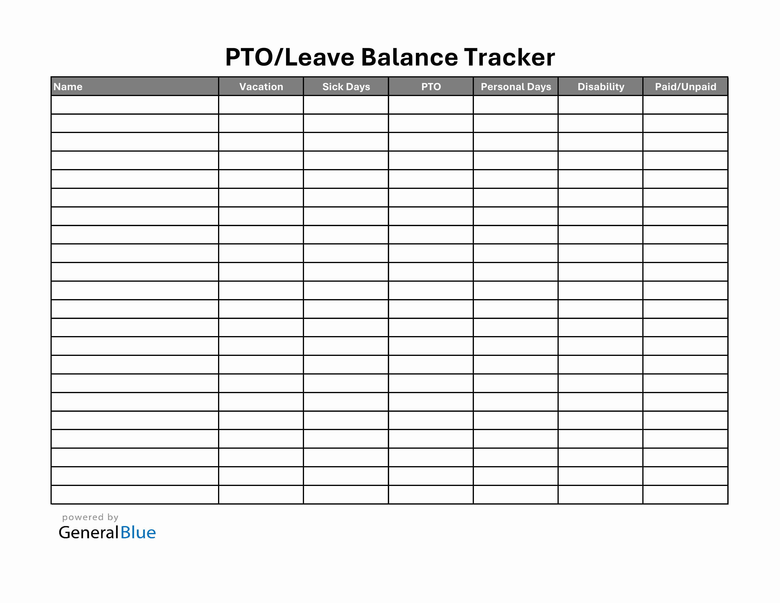 Printable Employee PTO and Leave Balance Tracker (Excel)