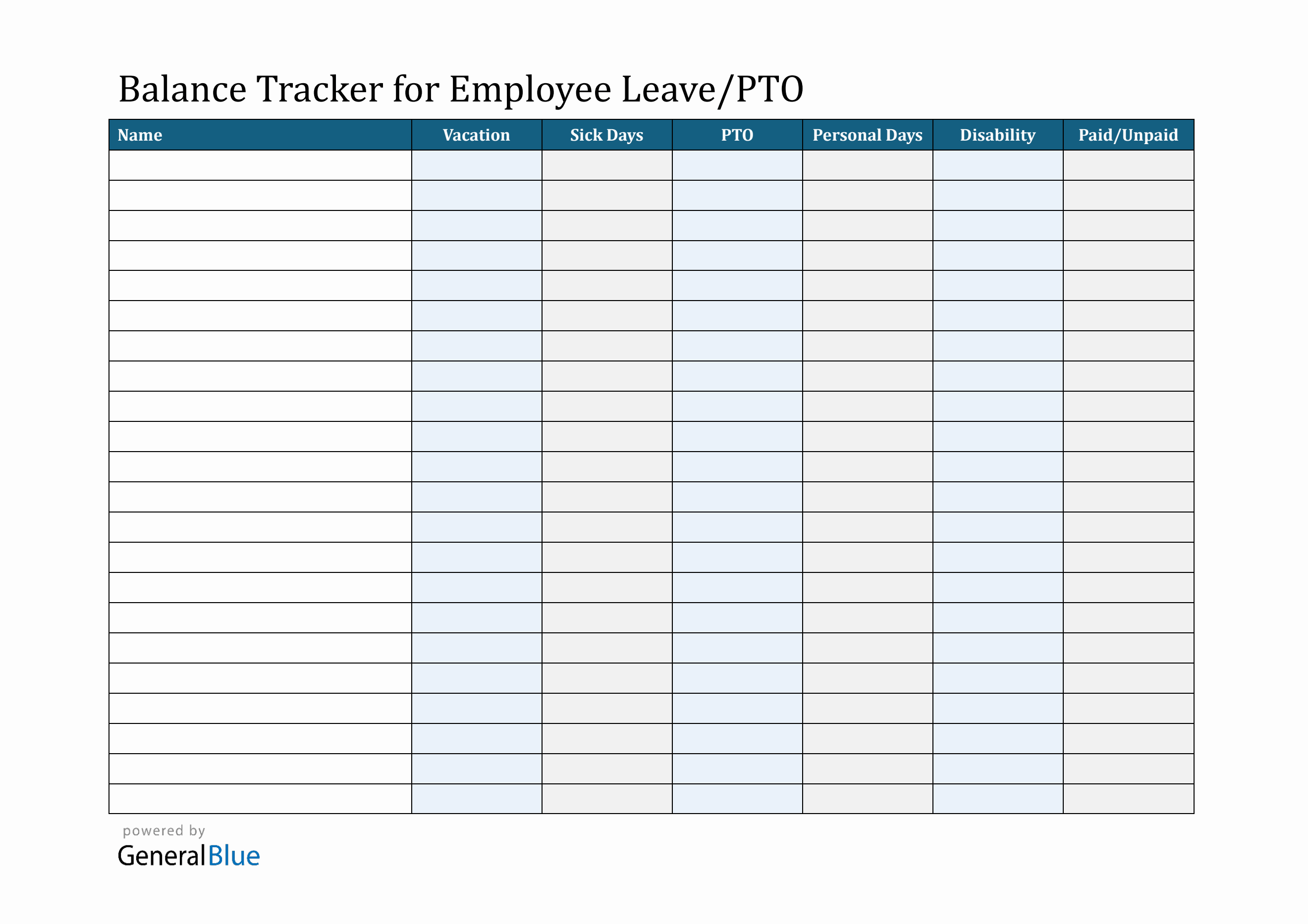 Employee PTO and Leave Balance Tracker (PDF)