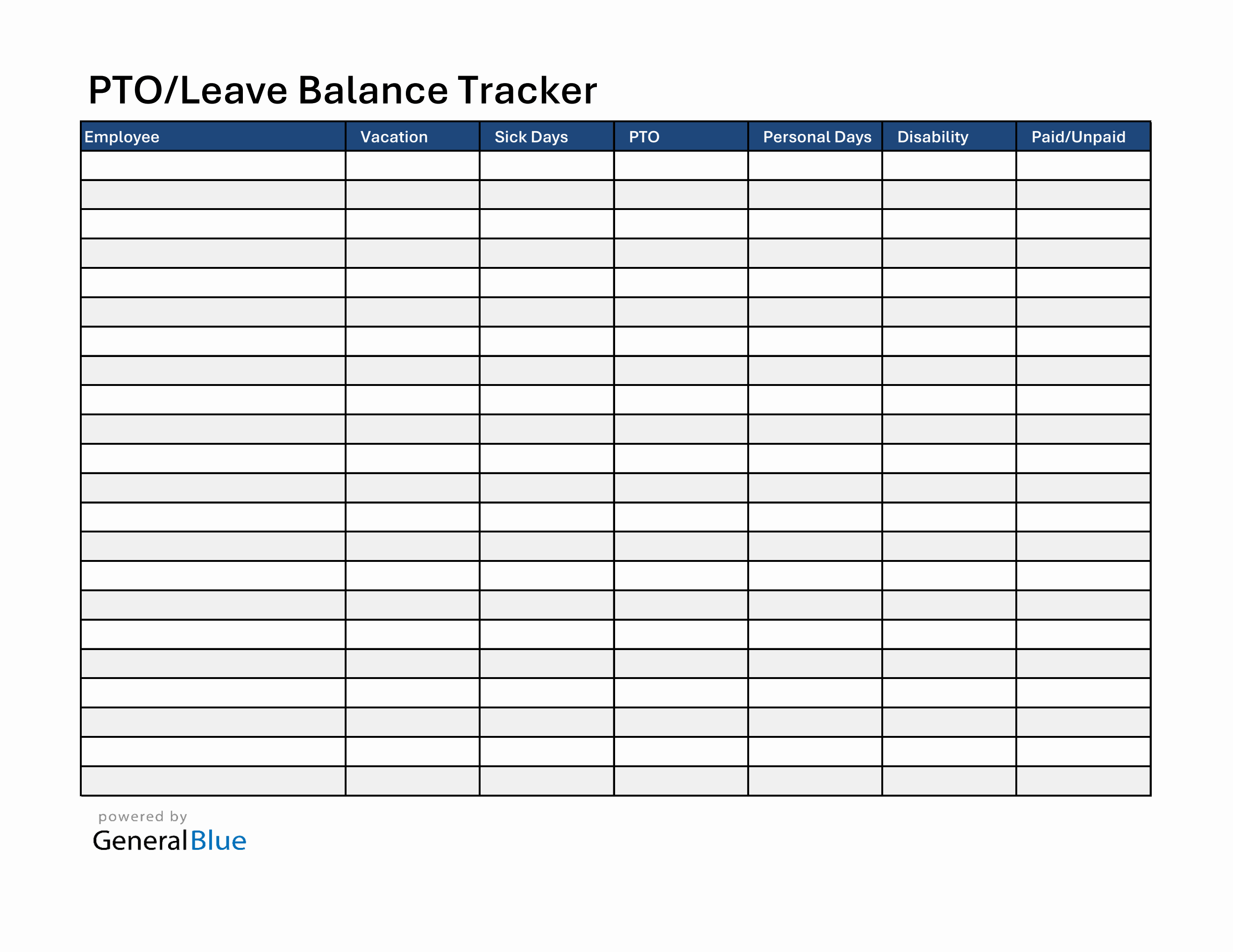 Customizable Employee PTO and Leave Balance Tracker (Excel)