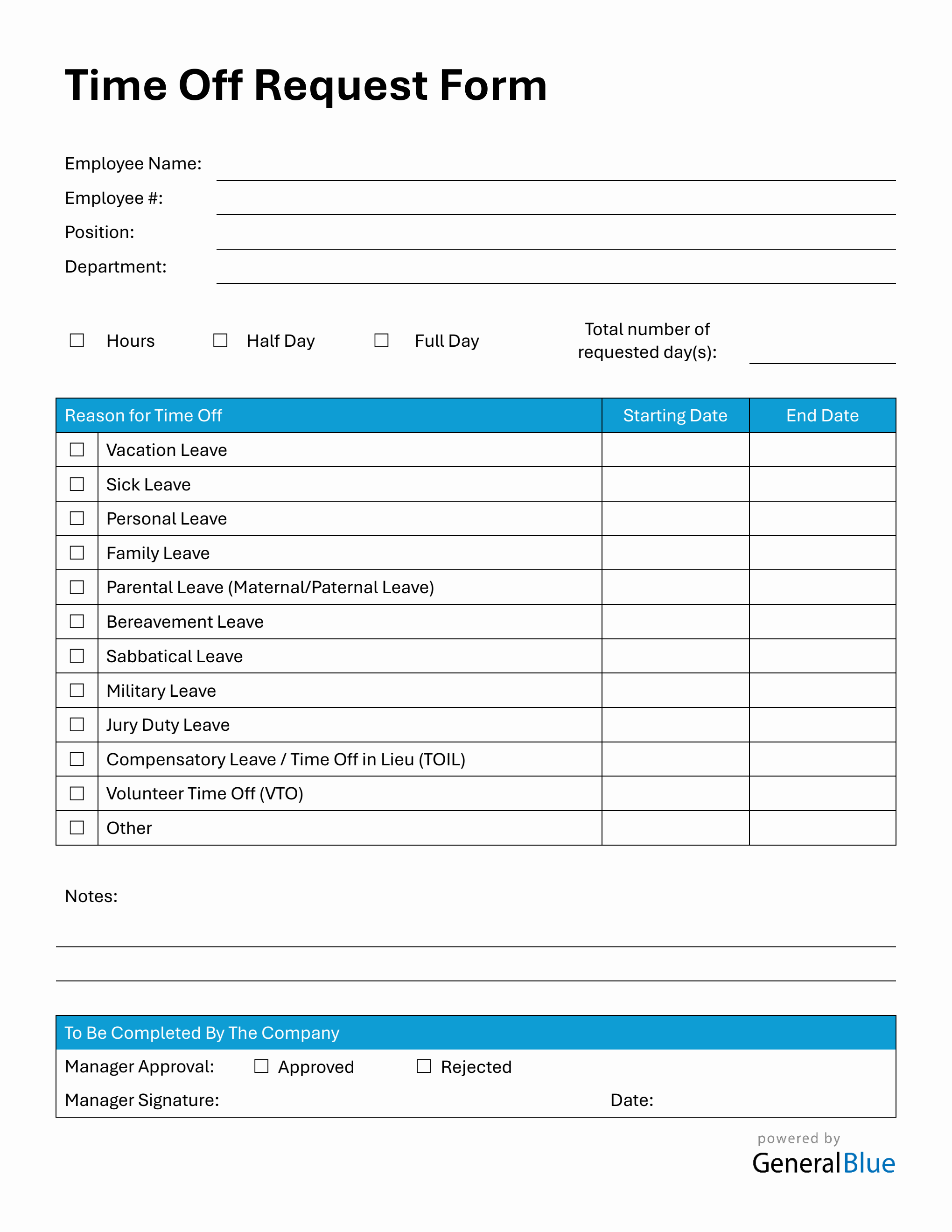 Customizable PTO Request Form in Word Format