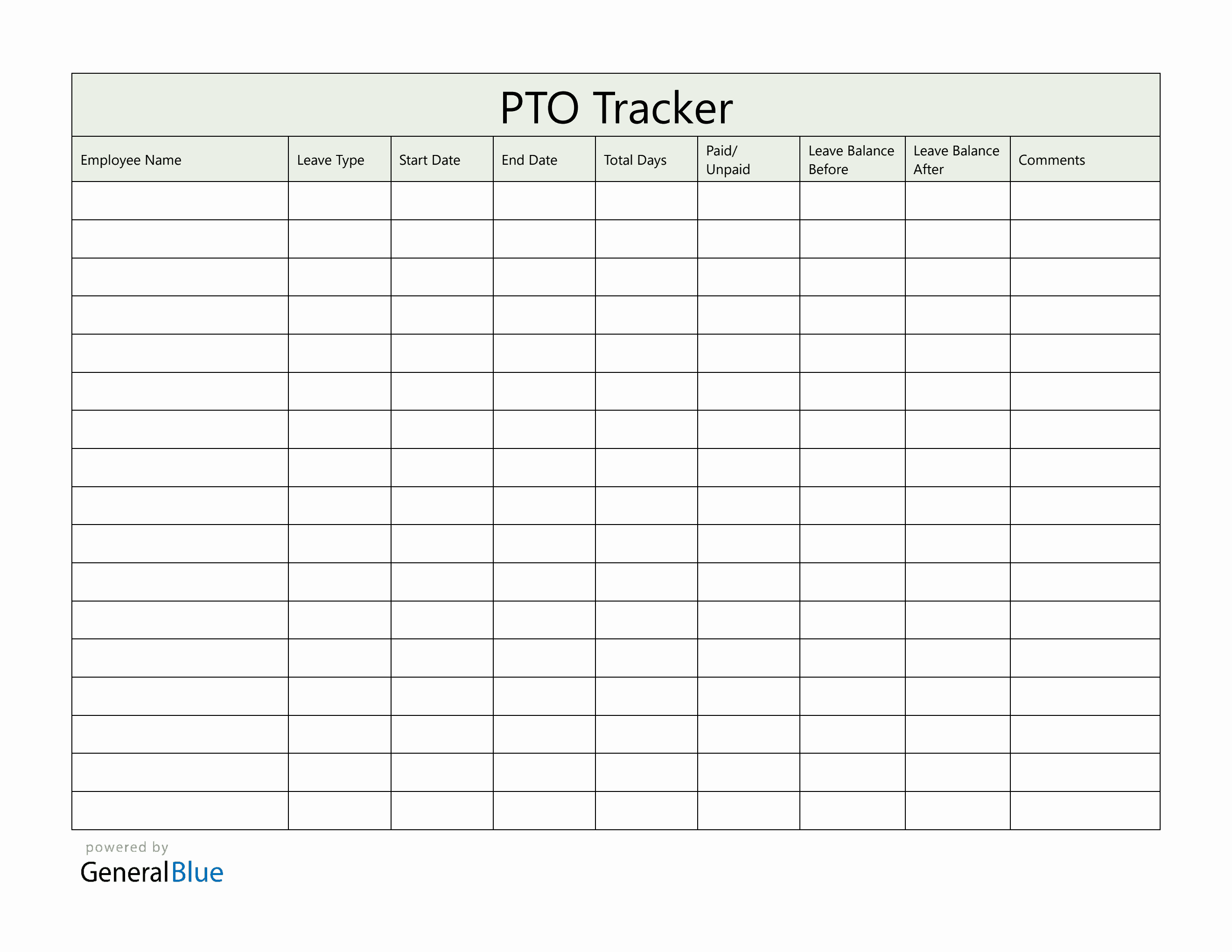PTO Tracker Template in PDF