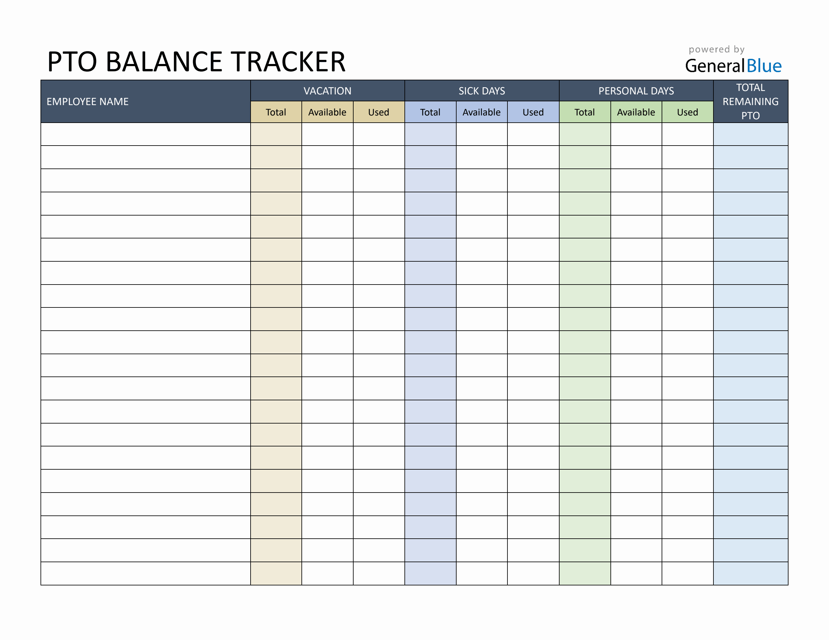 Free Word Pto Balance Tracker Templates