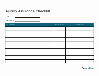 Quality Assurance Checklist in Excel
