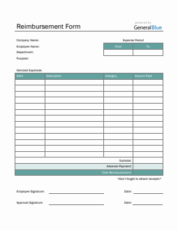 Reimbursement Form in PDF (Basic)