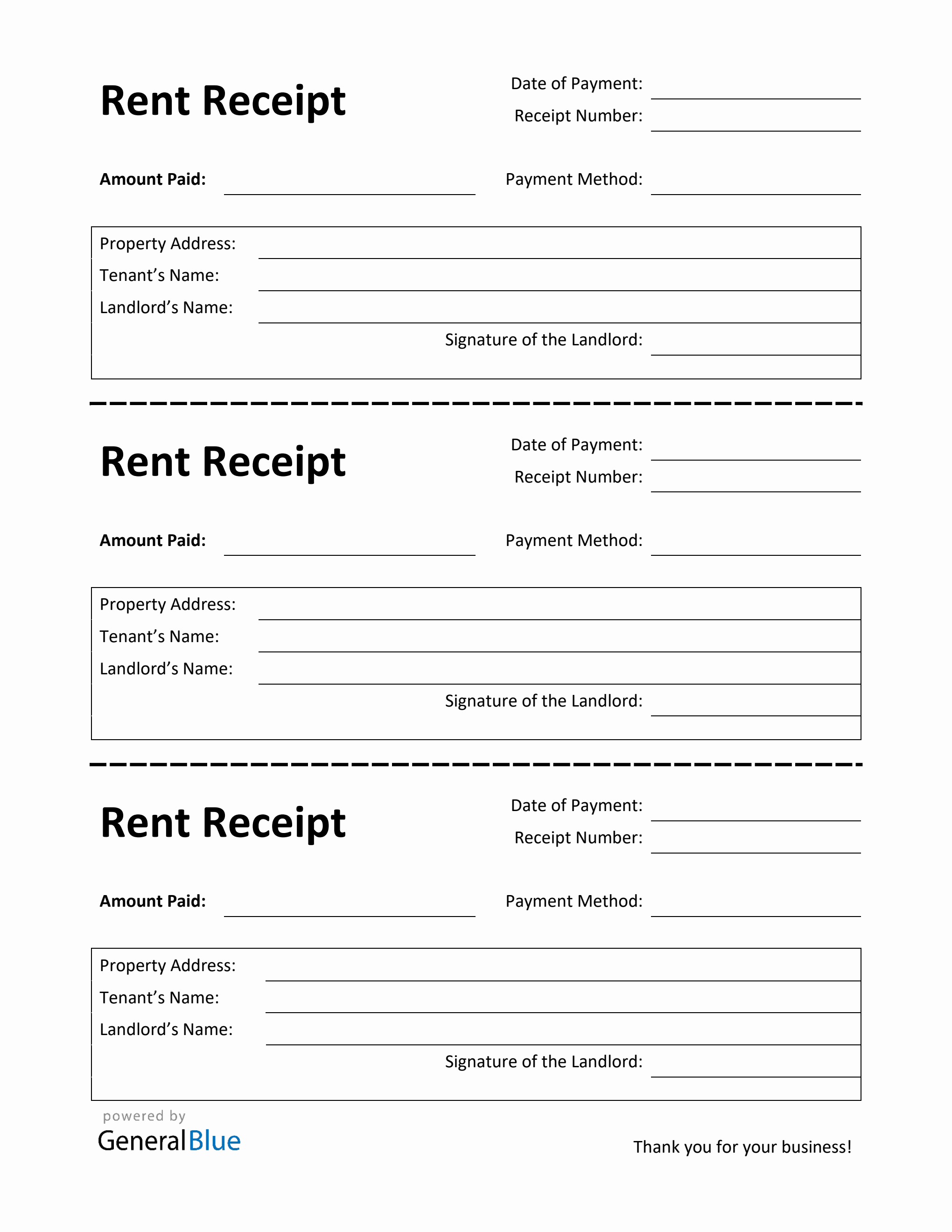 Printable Rent Receipt Template In PDF Printable Rent Receipt Template In PDF