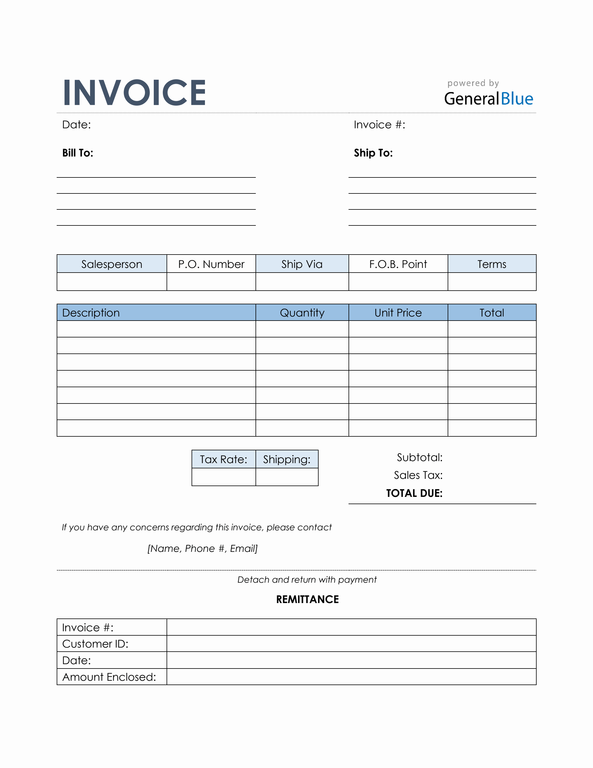 Sales Invoice with Remittance Slip in PDF (Colorful)
