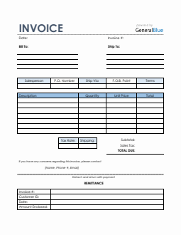 Sales Invoice with Remittance Slip in Word (Colorful)