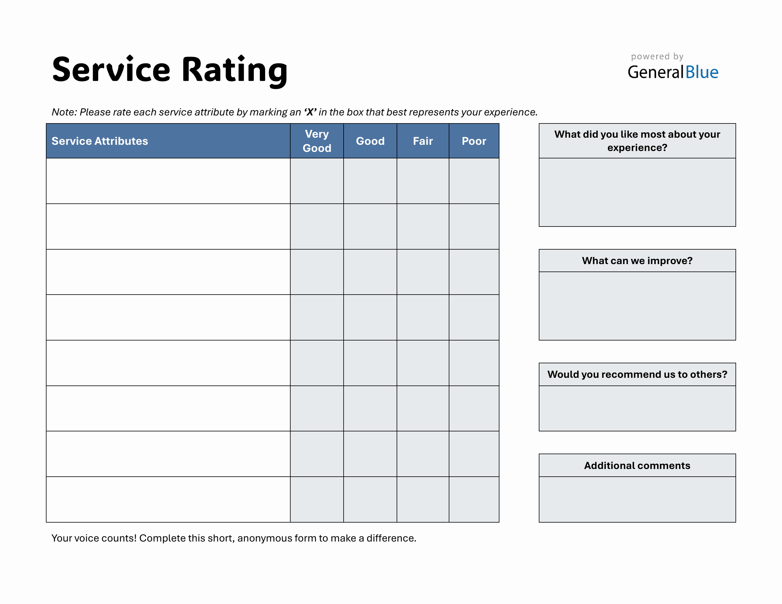 Free PDF Product Rating Templates