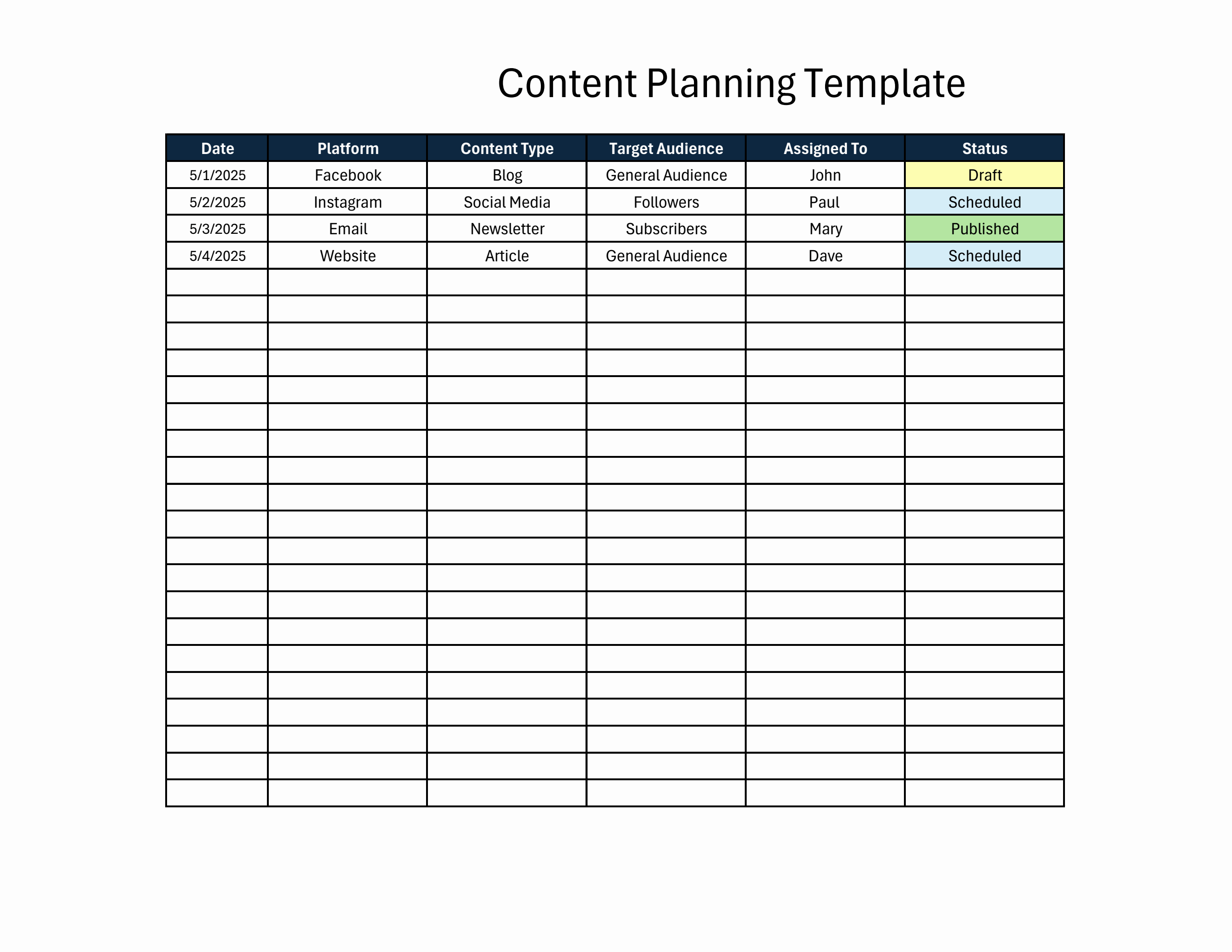 Free Social Media Content Planner Template | Editable in Excel